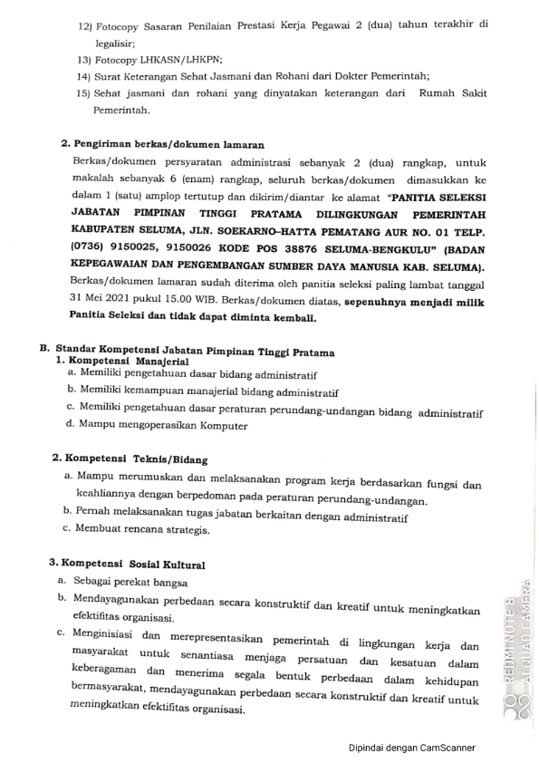 Lelang Jabatan Sekda Seluma Resmi Dibuka, ini Info Lengkapnya | GARUDA DAILY